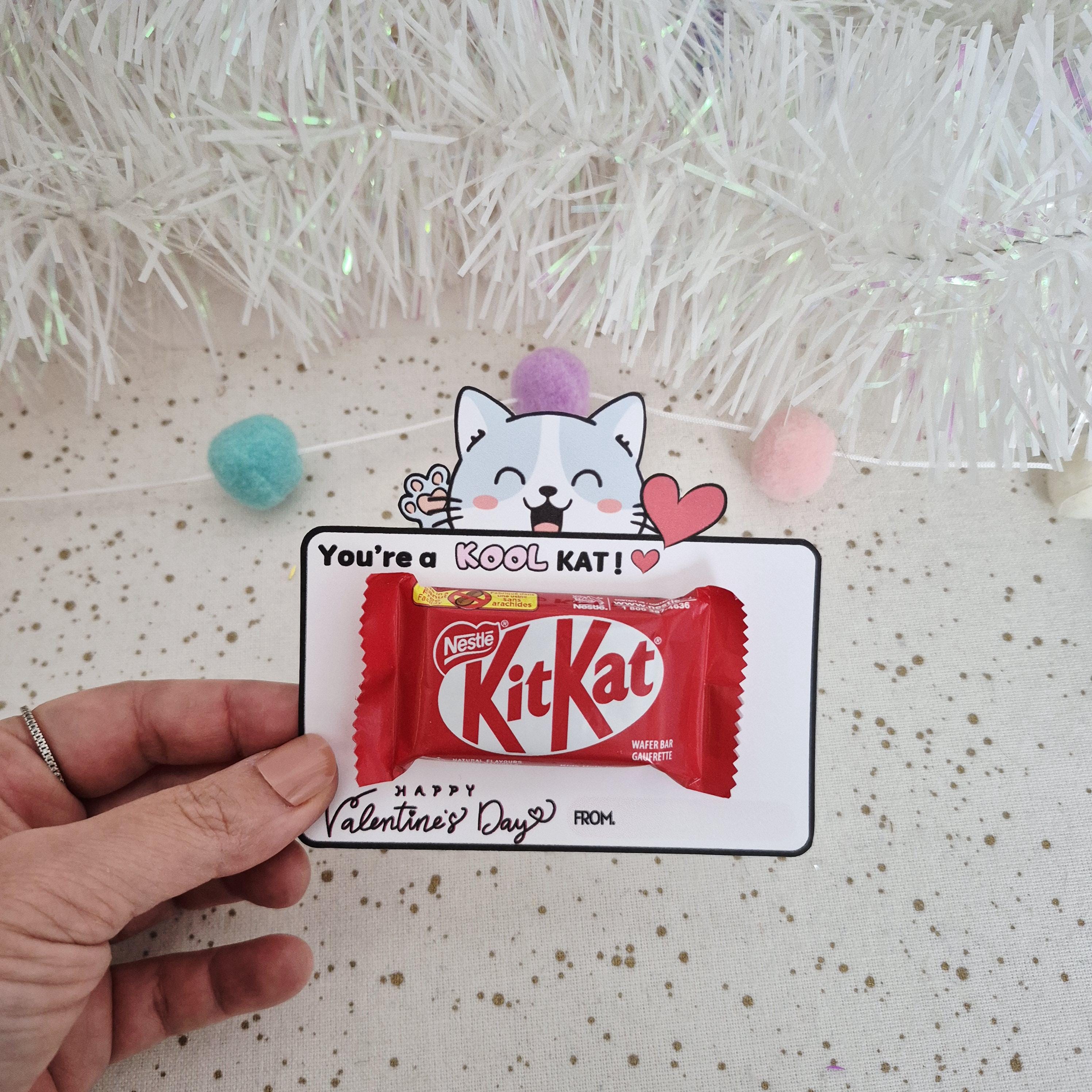 Printable Kool Kat Valentine Card – Cat-themed Classroom Treat Tag for ...