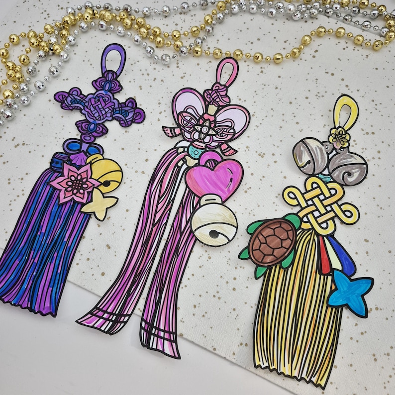 Printable K-pop Tassel Charm (norigae) Coloring DIY Craft, K Pop ...