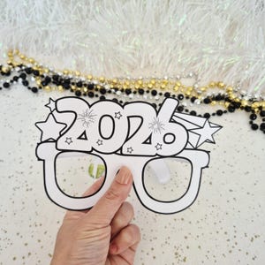 Happy New Year 2026 Paper Glasses Craft Printable, New Year Coloring ...