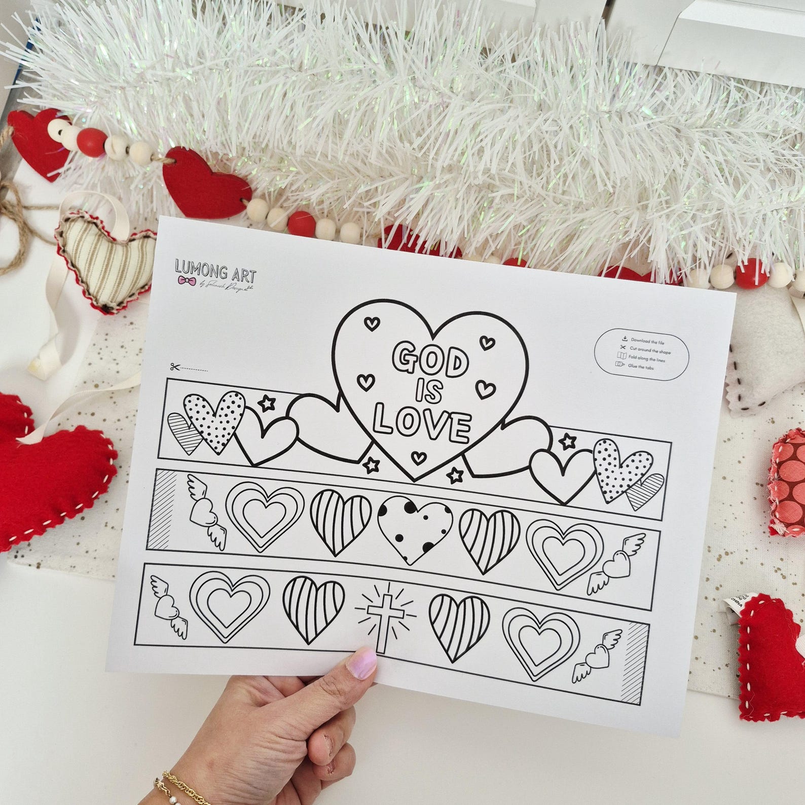 God is Love Valentine Crown Printable | Christian Kids Craft Template ...