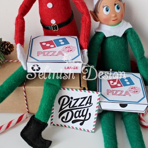 Printable Shelf Elf Pizza Box With Pizza Day Sign Miniature Pizza Scene ...