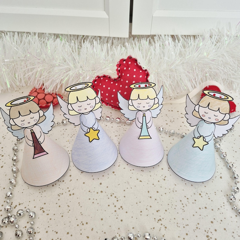 3D Angel Garland Craft Printable | Paper Angel Template for Kids ...