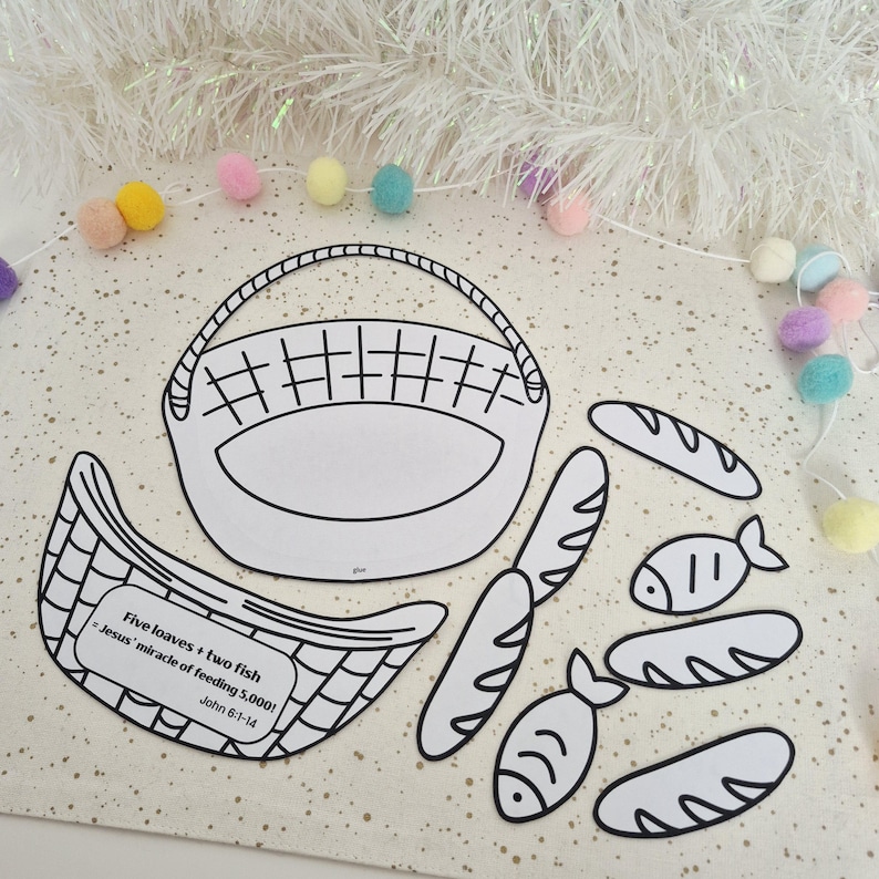 Loaves and Fishes Bible Story Craft | Jesus Feeds 5000 Printable Basket ...