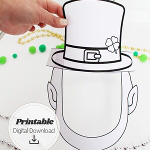 Printable Leprechaun Hat & Beard Mask DIY St. Patrick's Day Kids Craft ...