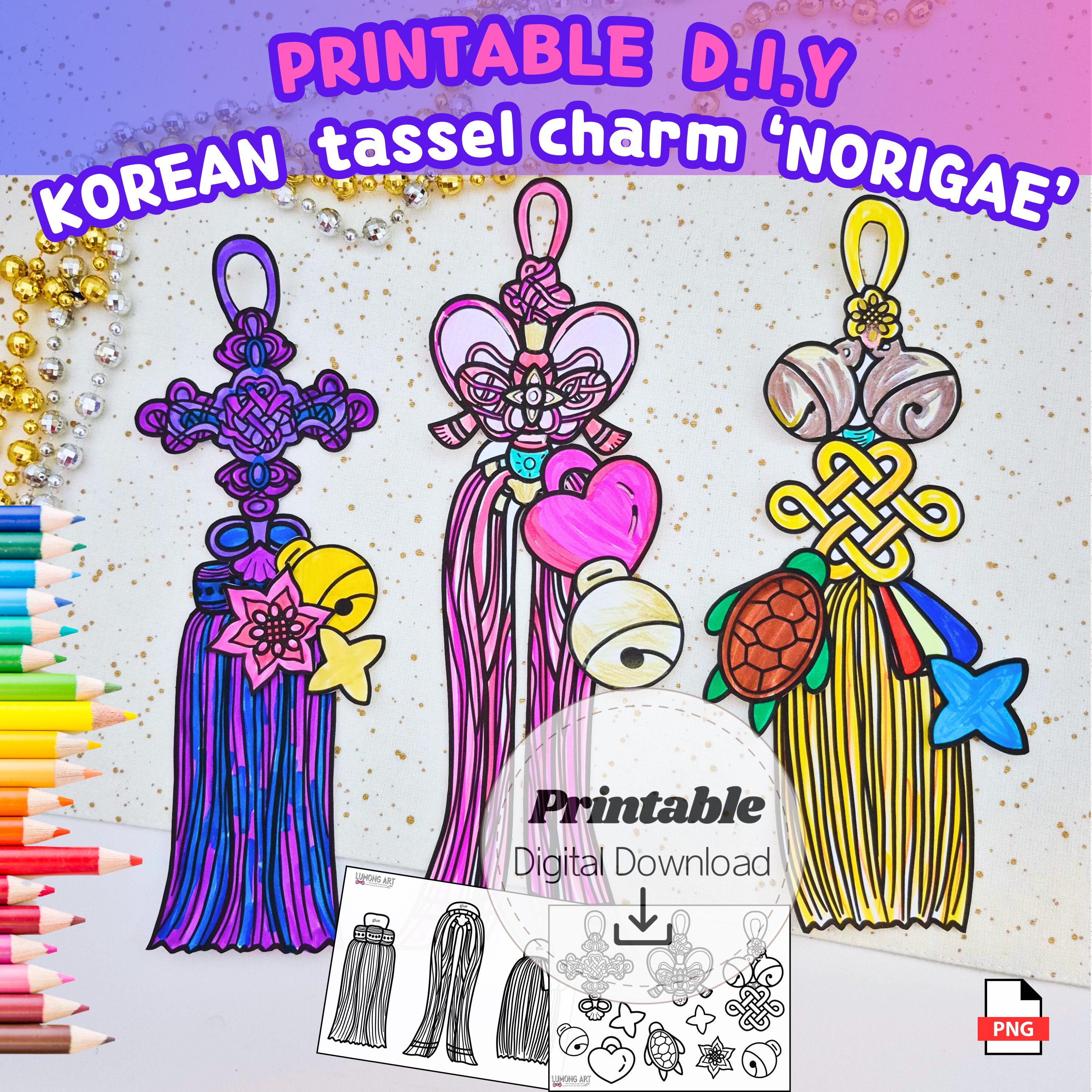 Printable K-pop Tassel Charm (norigae) Coloring DIY Craft, K Pop ...