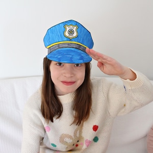Police Hat Crown Printable Community Helper Craft Coloring DIY Paper ...