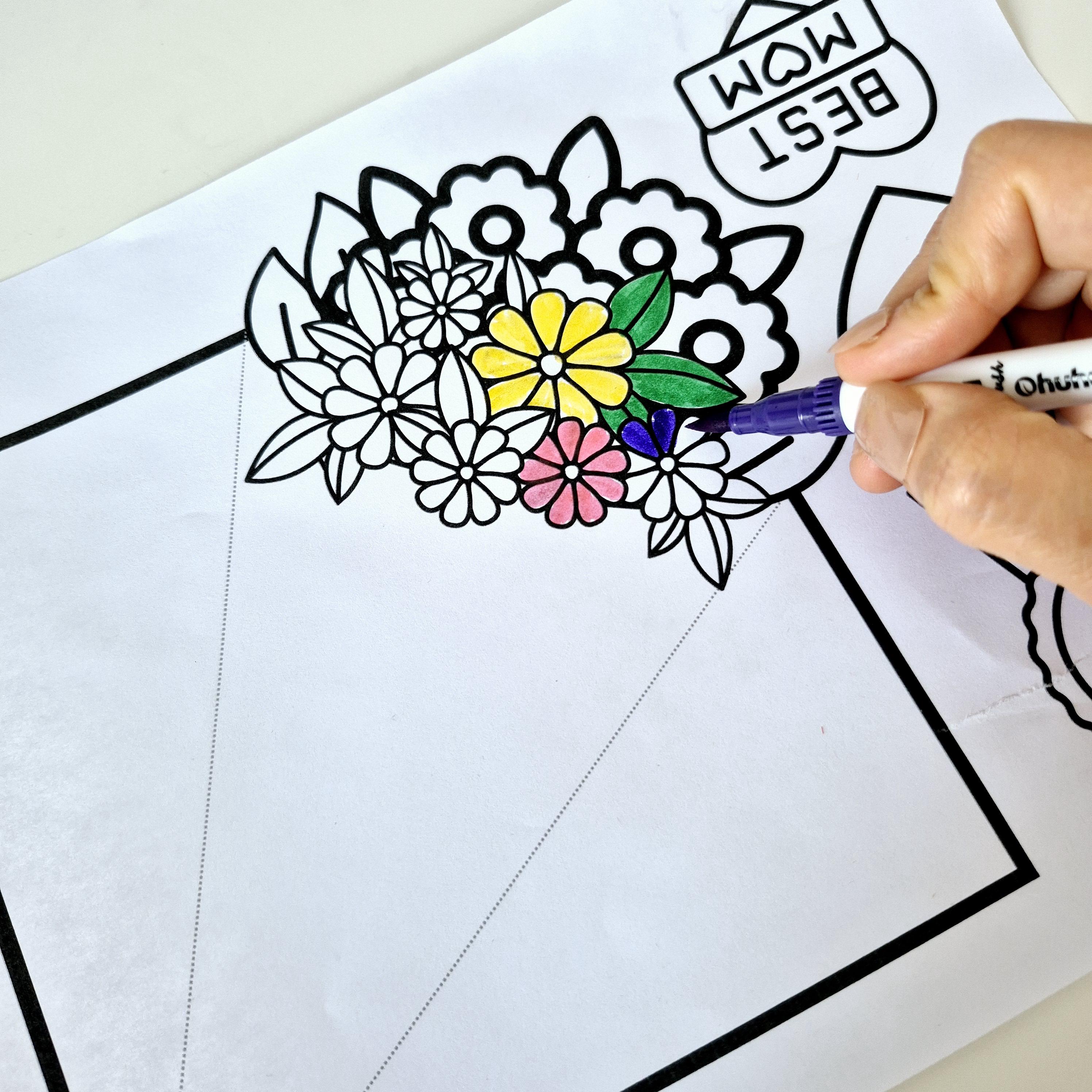 Printable Teacher Flower Bouquet Craft Best Teacher Ever DIY Gift Thank ...