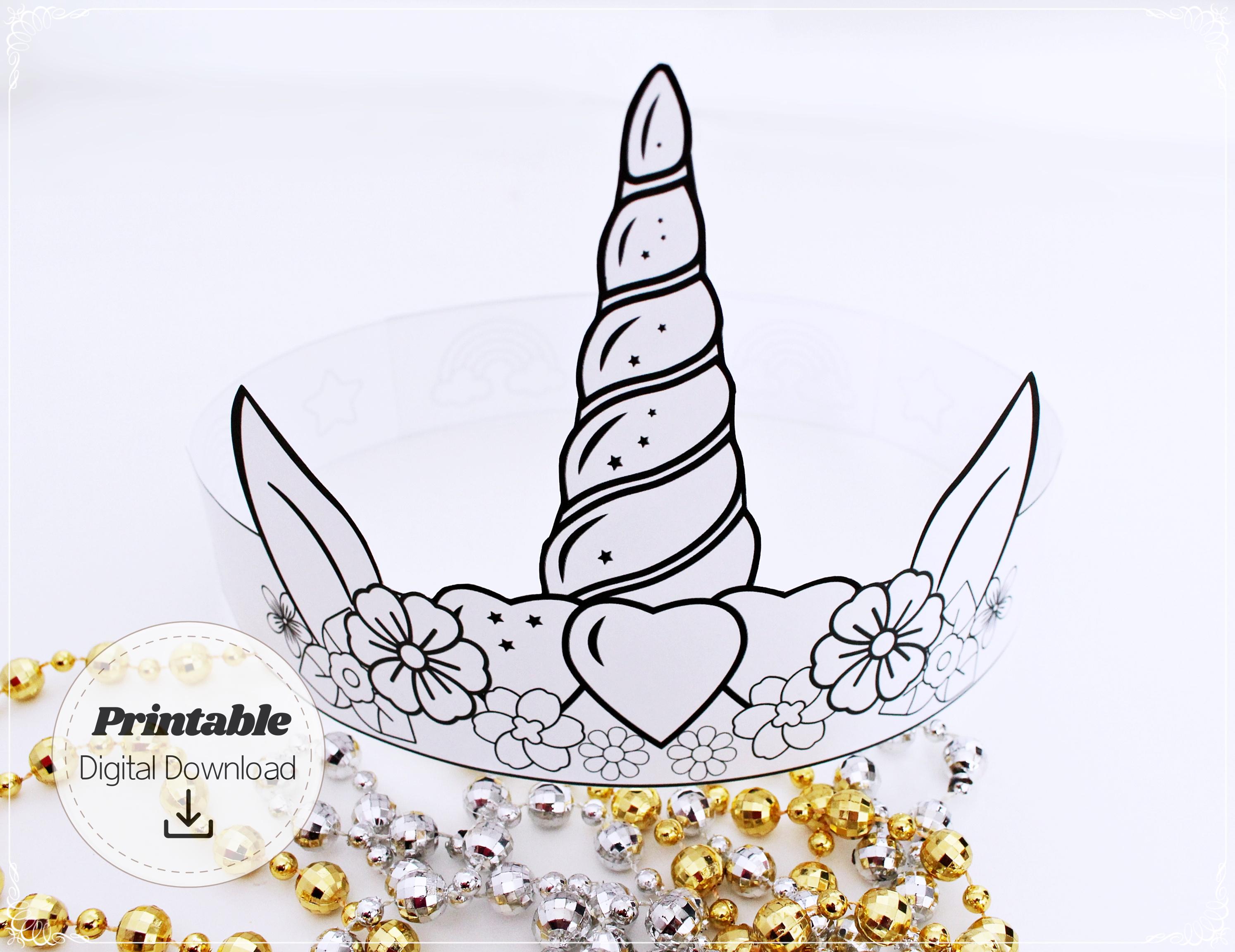 Printable Unicorn Crown Craft for Kids – Coloring Paper Headband | DIY ...