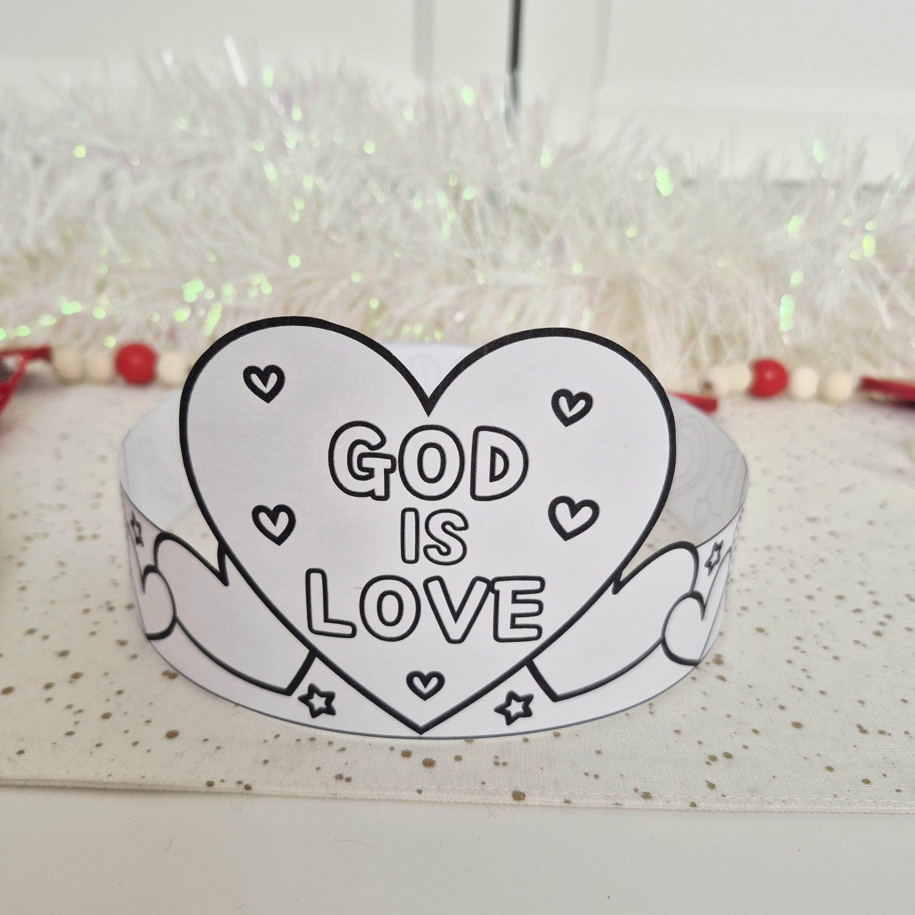 God is Love Valentine Crown Printable | Christian Kids Craft Template ...