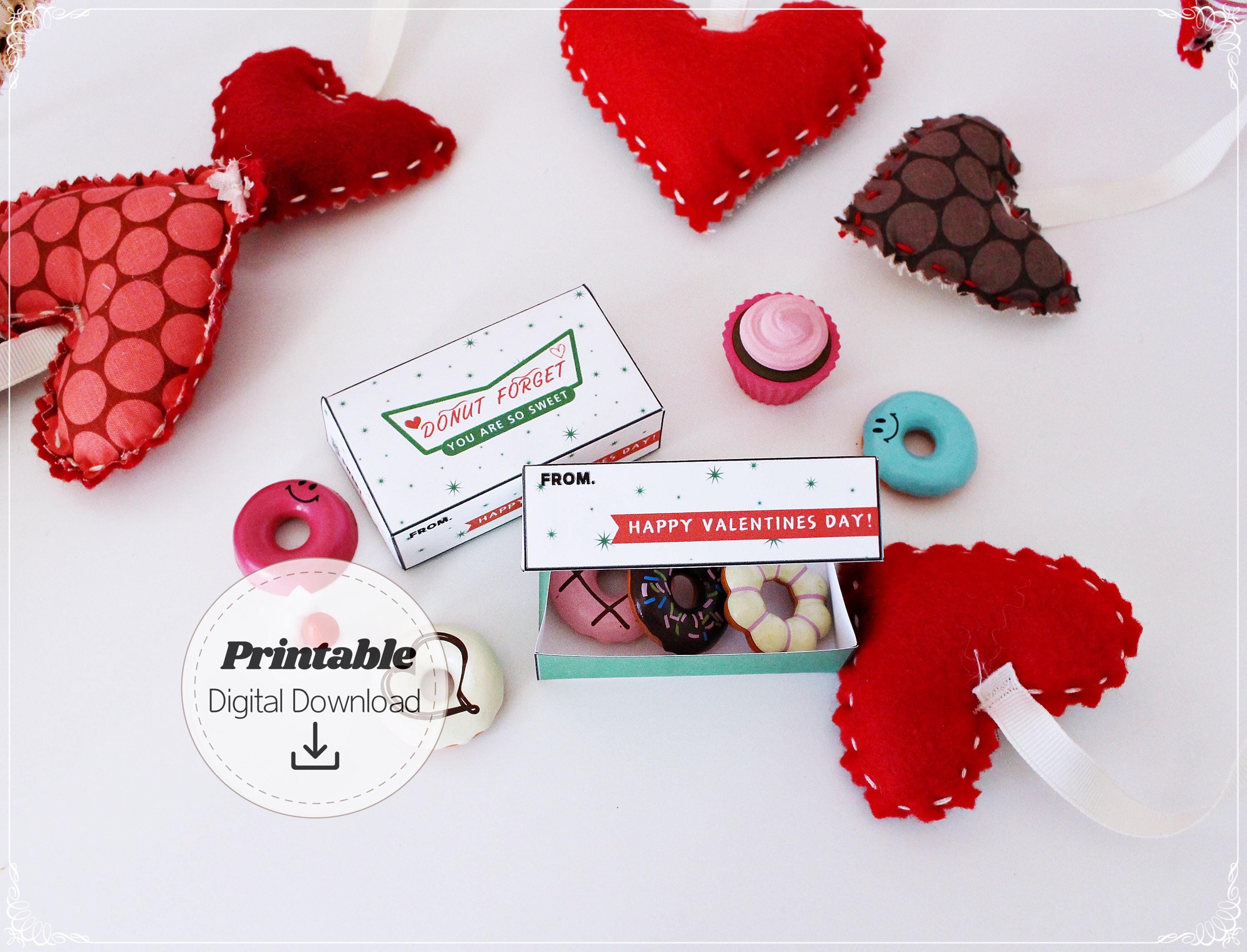 Valentine Donut Box Template, Printable Treat Box, Donut Forget You're ...