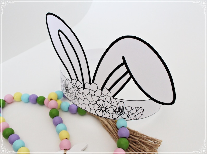Easter Bunny Ears Crown Printable Kids Easter Craft Paper Bunny Crown ...