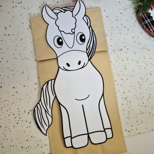 Paper Bag Horse Craft Printable, 2026 Year of the Horse Paper Bag ...