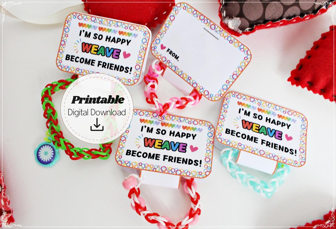 DIY Loom Bracelet Gift Tags Friendship Bracelets Holder Printable Weave ...