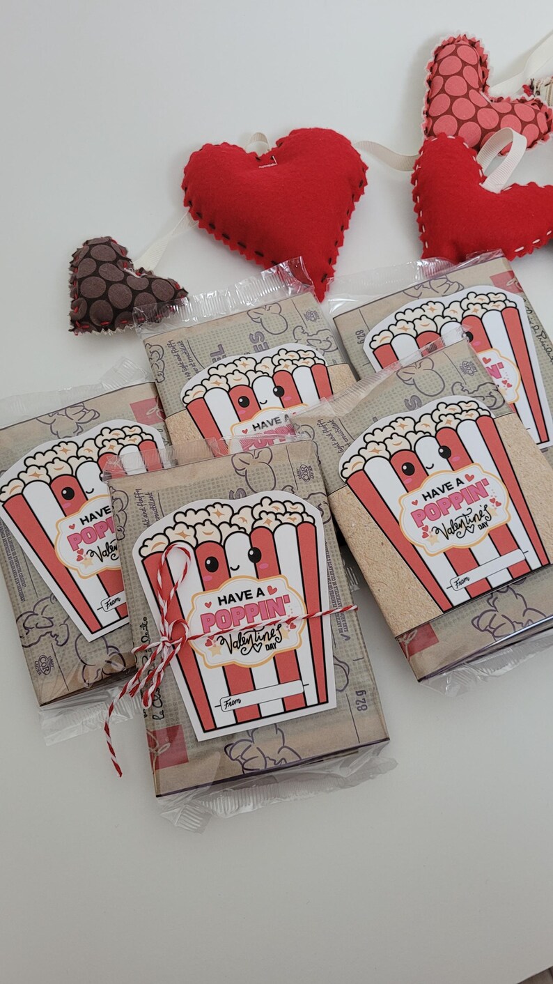 Have a Poppin' Valentine's Day Popcorn Wrapper & Tags, Kids Valentine ...