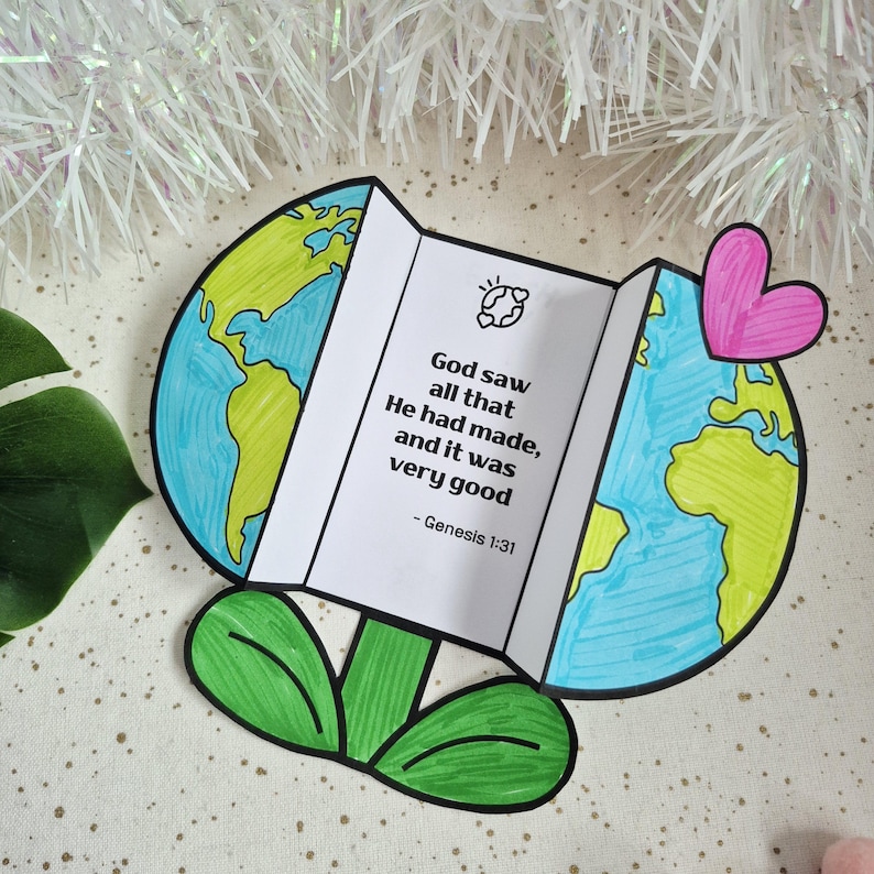 Earth Day Bible Craft Printable, Creation Craft, Christian Activity for ...