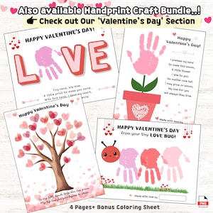 Valentine Handprint Flower Craft for Kids – Printable Valentine Poem ...