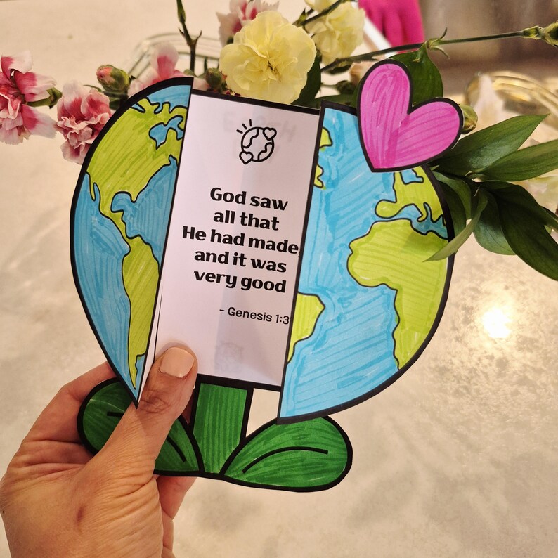 Earth Day Bible Craft Printable, Creation Craft, Christian Activity for ...