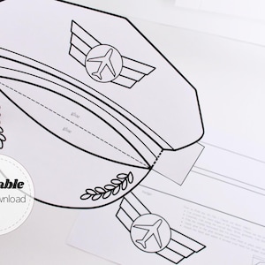 Printable Pilot Hat Template DIY Paper Captain Aviation Hat Kids ...