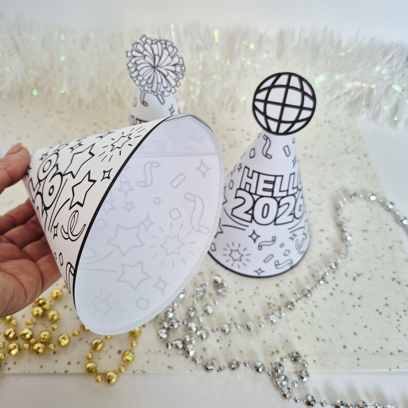 Printable New Year 2026 Cone Hat 'hello 2026' Easy Cutout Craft for ...
