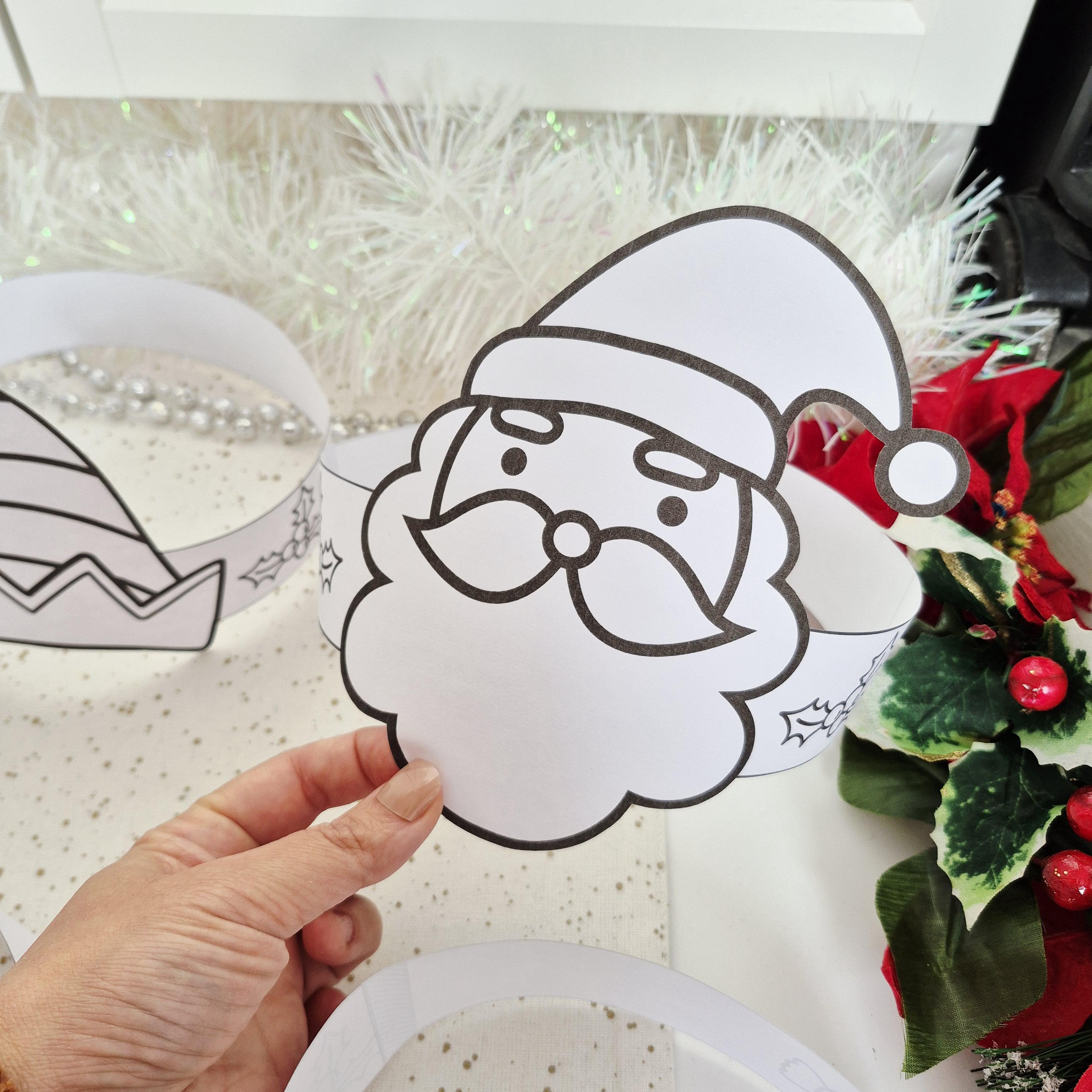 Christmas Paper Crown Printable Craft for Kids, DIY Holiday Coloring ...