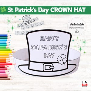 St. Patrick's Day Hat Crown Printable DIY Leprechaun Hat Craft Activity ...