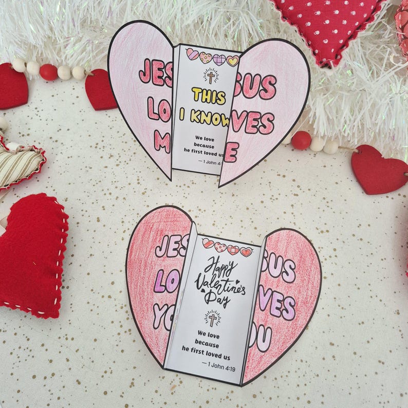 Jesus Loves Me Sunday School Activity | Heart Foldable Card Bible Craft ...