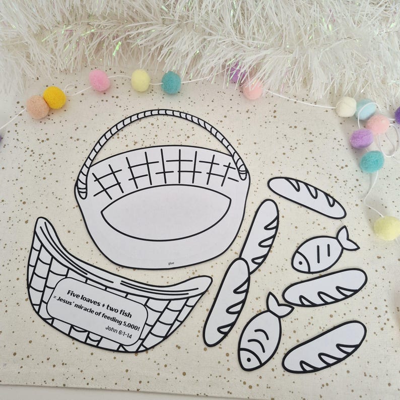 Loaves and Fishes Bible Story Craft | Jesus Feeds 5000 Printable Basket ...