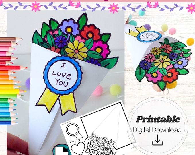 Rainbow Flower Craft Template, Printable Kids Craft, Easy Flower ...