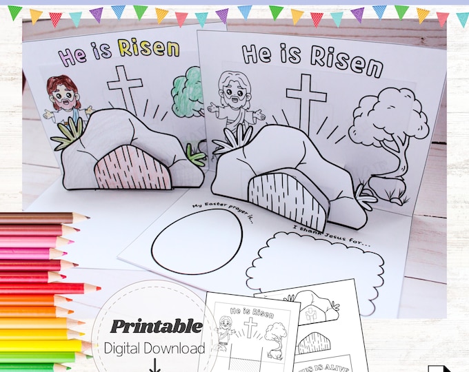 He is Risen Easter Card Crafts DIY 3D Easter Card Printable Sunday ...