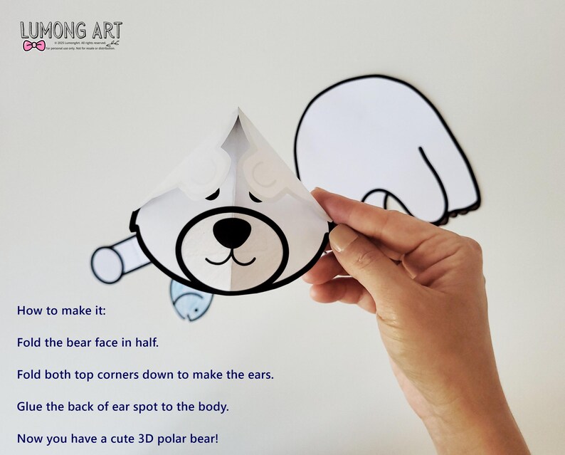 Printable 3D Polar Bear Craft, Winter Animal Paper Craft for Kids, Easy ...