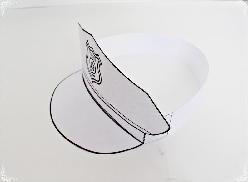 Police Hat Crown Printable Community Helper Craft Coloring DIY Paper ...
