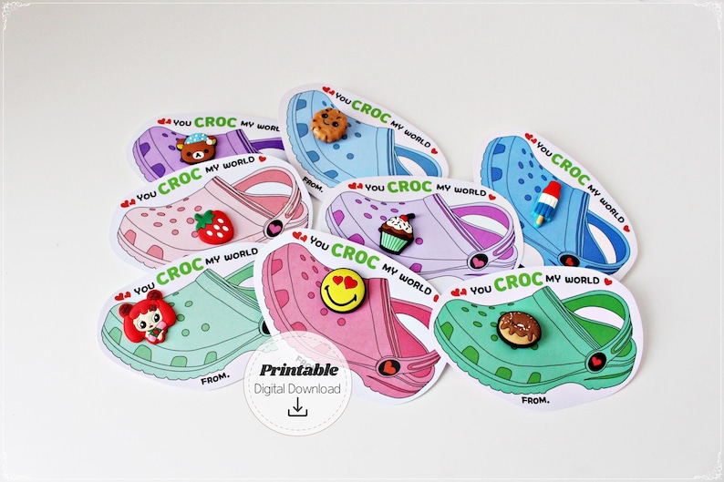 Croc Valentine's Day Shoe Charm Classroom Valentines Day Printable ...