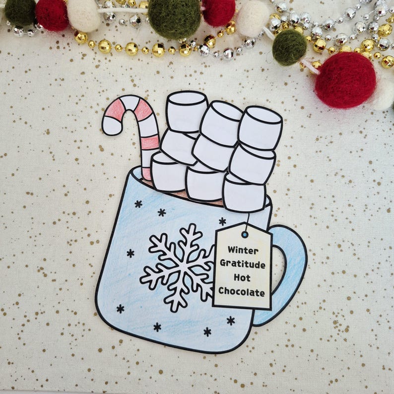 Winter Gratitude Craft for Kids | Printable Hot Chocolate Activity ...