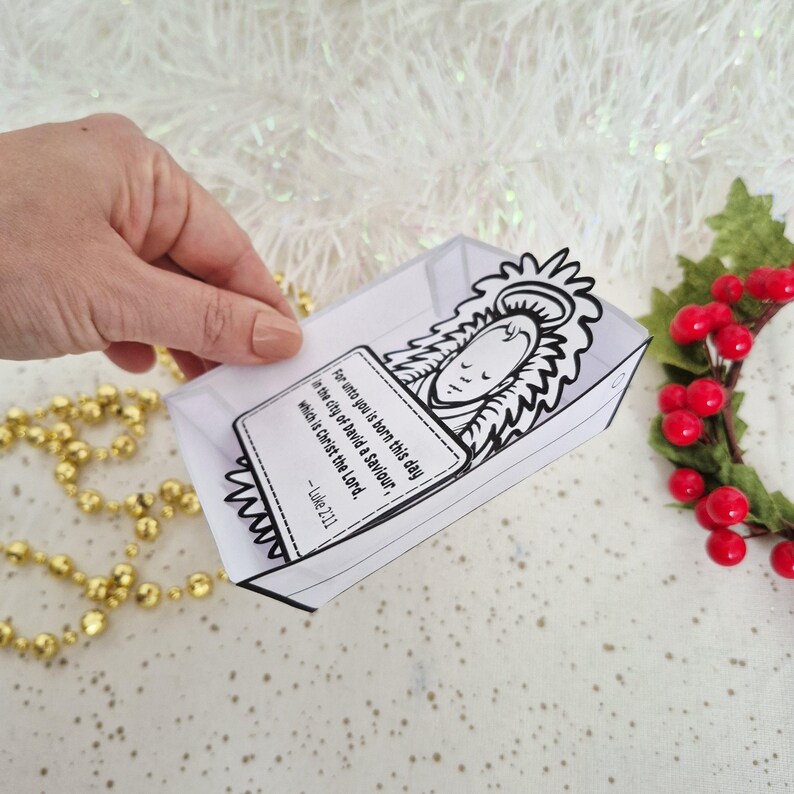 Baby Jesus in the Manger Craft, Nativity Bible Printable for Kids, Luke ...