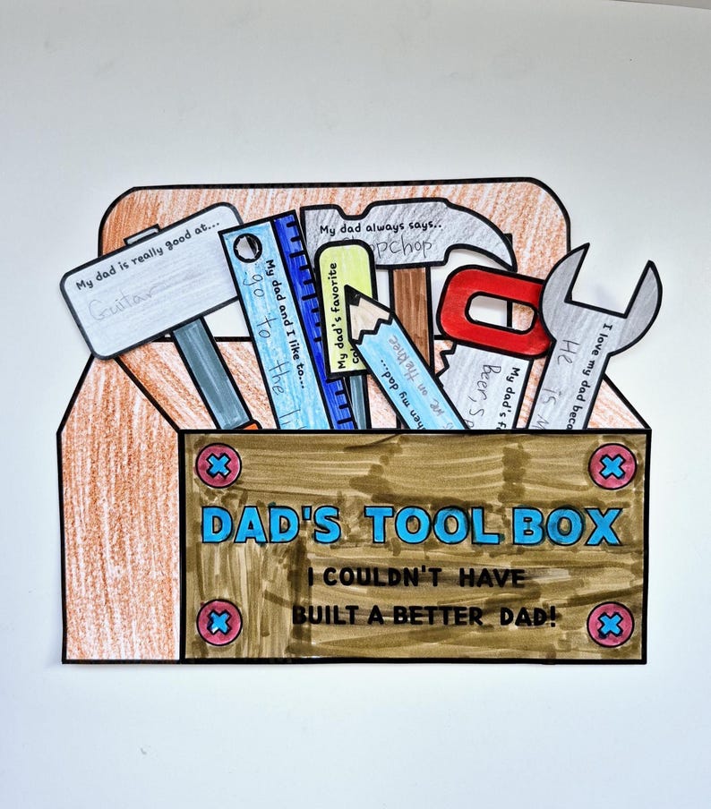 Father's Day Craft Tool Box Printable Dad’s Toolbox Coloring Activity I ...