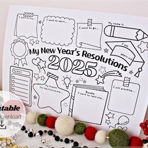 2025 Kids New Year Resolution Worksheet Printable Fun and Educational ...