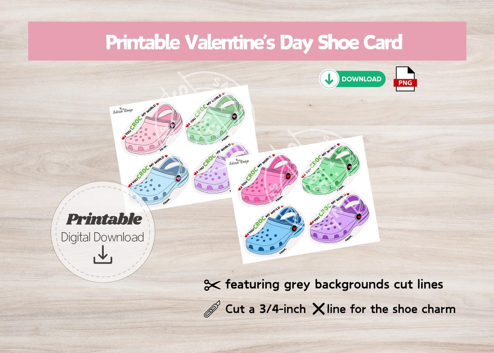 Croc Valentine's Day Shoe Charm Classroom Valentines Day Printable ...