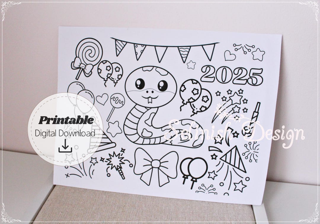 Lunar New Year Snake Coloring Sheet Printable 2025 Year of Snake New ...