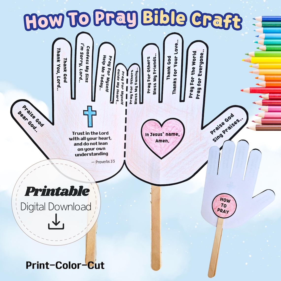 How to Pray Foldable Craft for Kids Sunday School Bible Lesson, Prayer ...