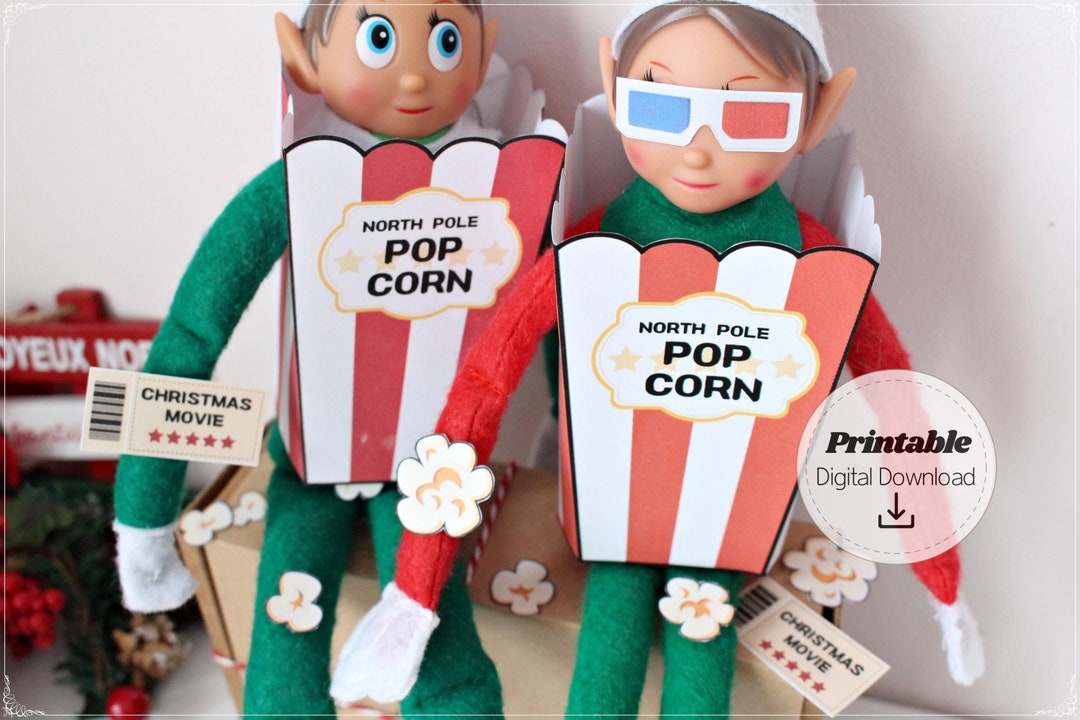 Popcorn Elf Movie Prop Printable - Shelf Scene North Pole Paper Popcorn ...