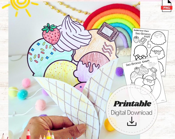 Ice Cream Cone Craft: Printable First Grade Motor Skills Activity ...