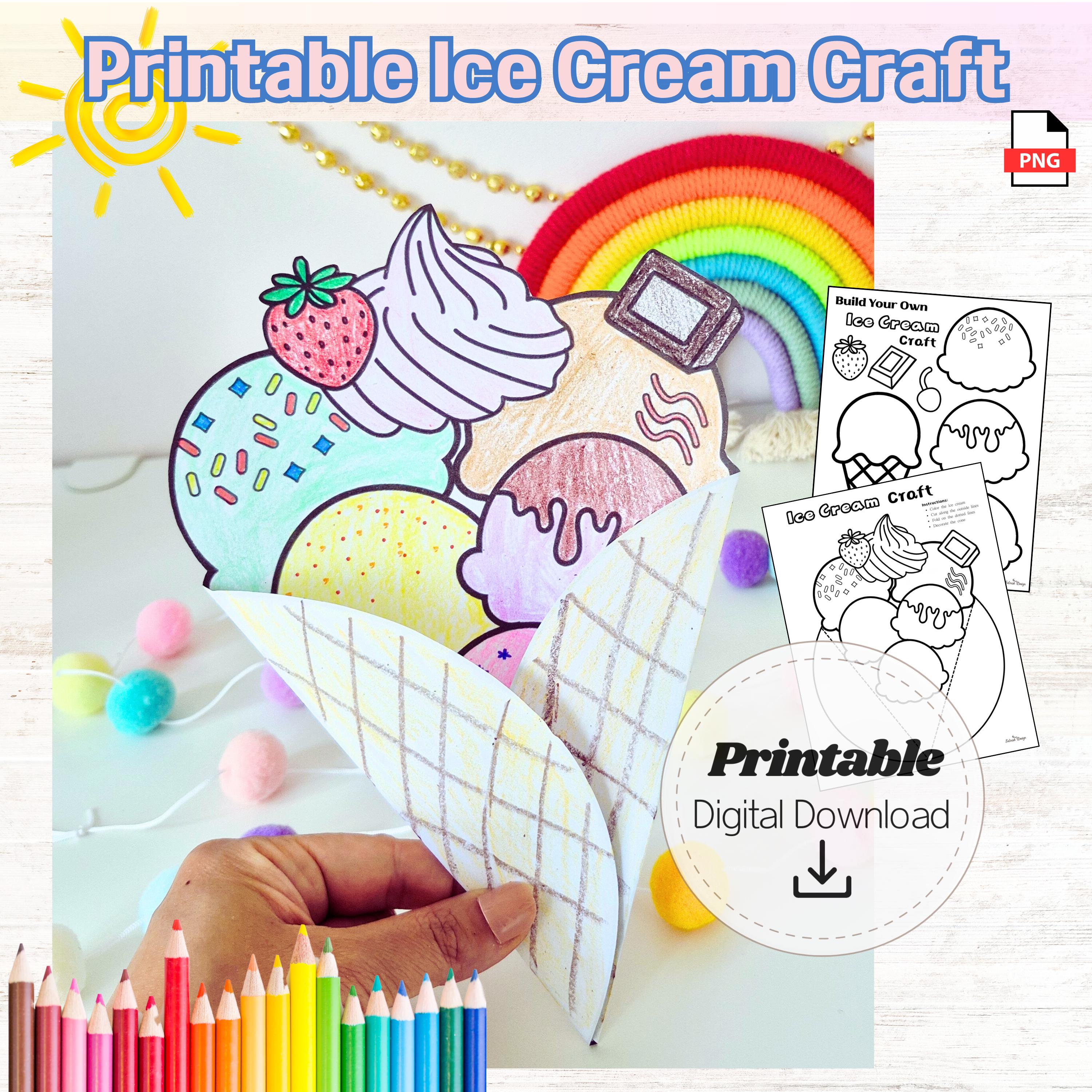 Printable Ice Cream Craft for Kids Summer 3D Cone Craft Build Your Own ...