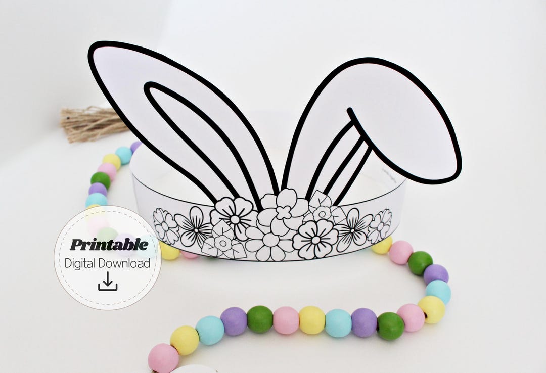 Easter Bunny Ears Crown Printable Kids Easter Craft Paper Bunny Crown ...
