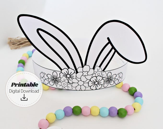 Easter Bunny Paper Crown Printable Bunny Ears Paper Crowns Easter Paper ...
