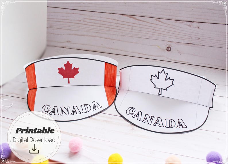 Canada Day Paper Crown Printable Craft Coloring DIY Canada Flag Paper ...