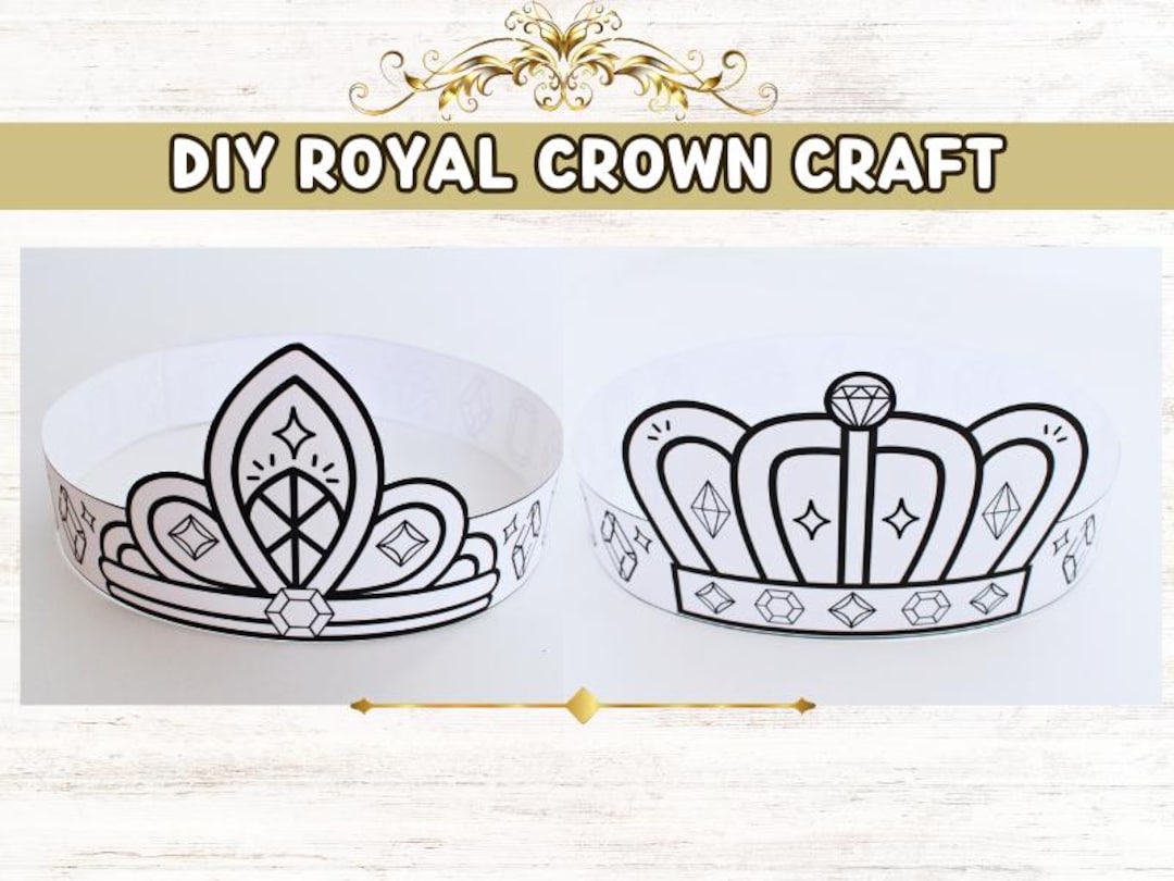 Royal Crown Craft Template, Prince Princess Tiara Coloring, King Queen ...