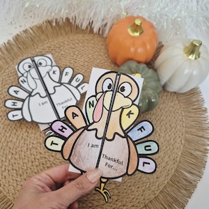Printable Thankful Turkey Craft | Thanksgiving Foldable Coloring ...
