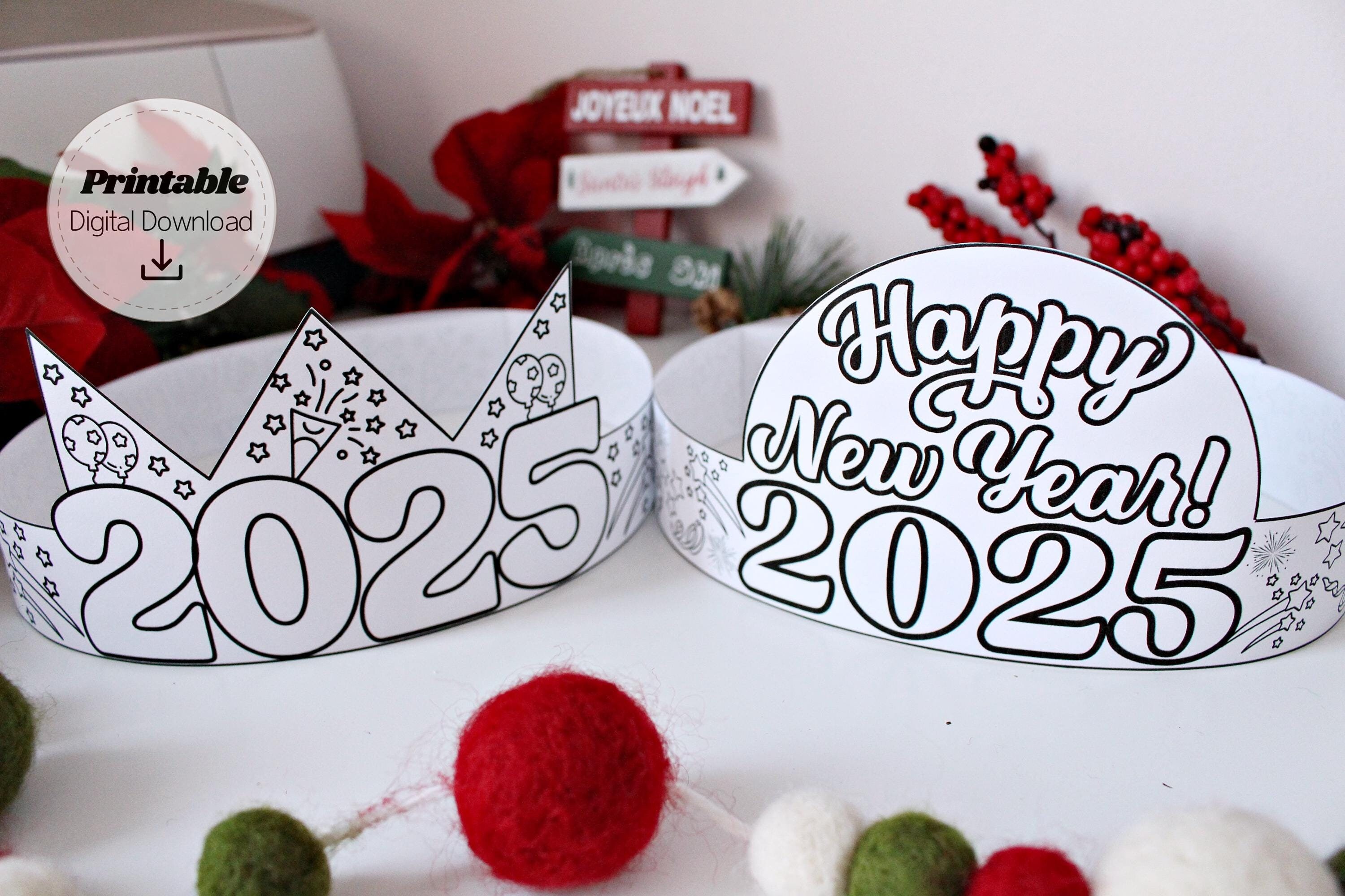 2026 New Year Paper Crown Printable DIY Coloring Craft Kids Activity ...
