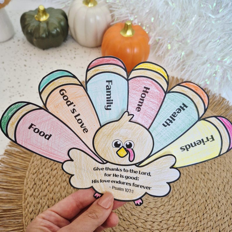 Thanksgiving Bible Craft for Kids, Thankful Turkey Coloring, Sunday ...