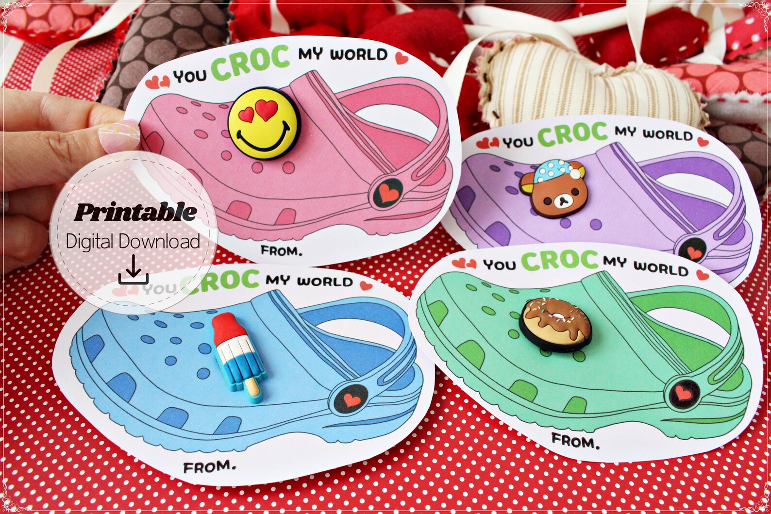 Croc Valentine's Day Shoe Charm Classroom Valentines Day Printable ...
